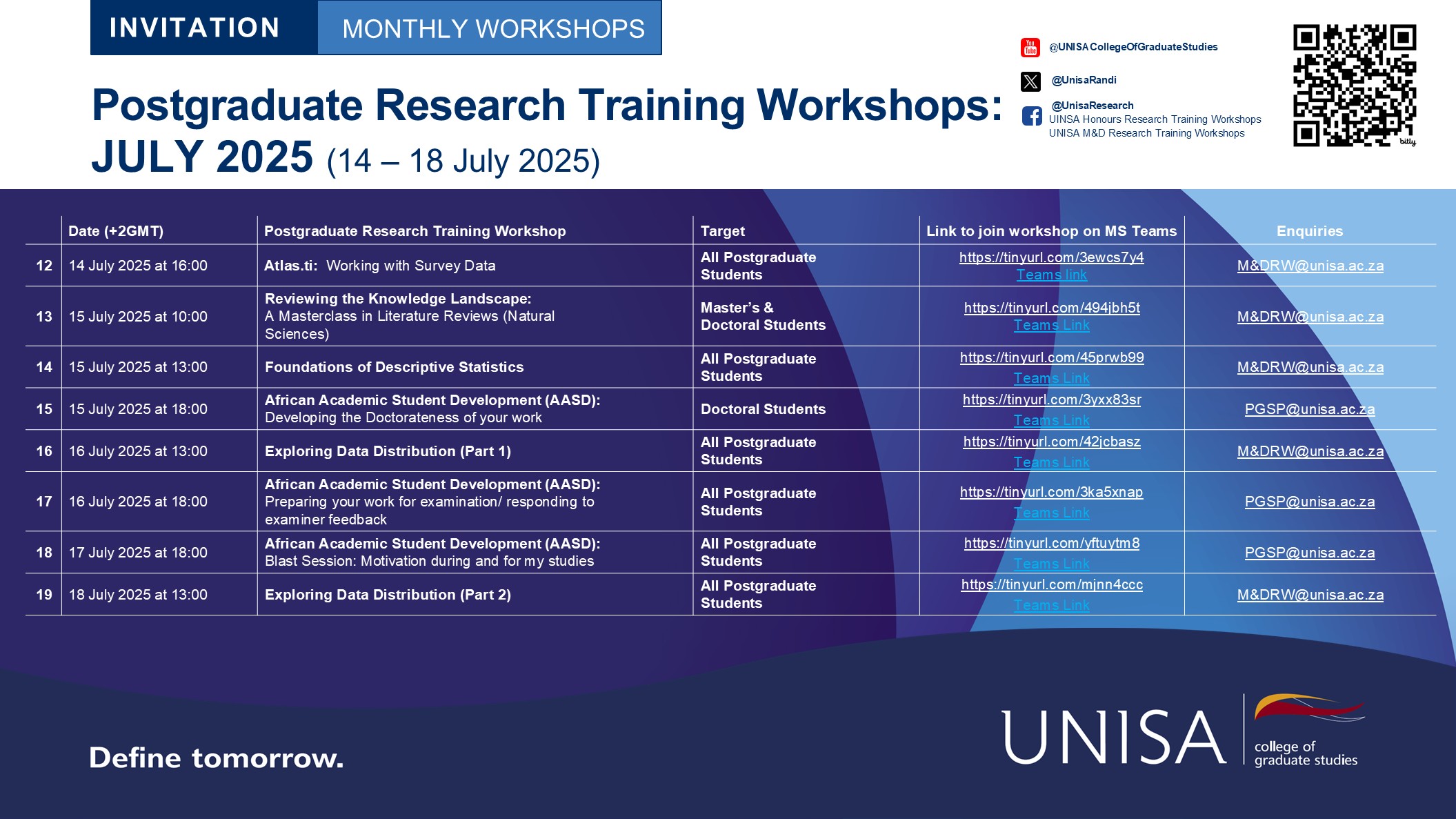 Postgraduate research training workshop: 'Exploring data distribution (part 2)'